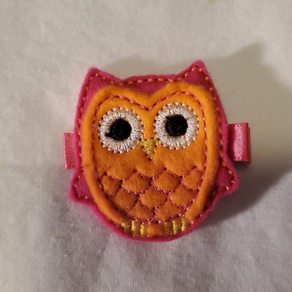 Accessories | New Orangehot Pink Felt Owl Hair Clippy | Poshmark